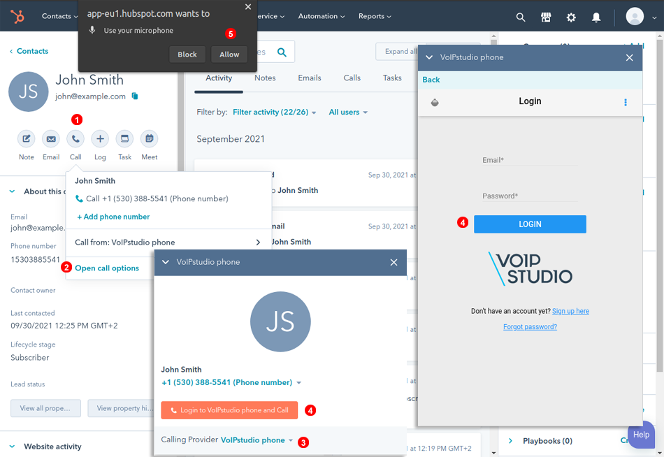 Administrator Manual - Integrations - HubSpot | VoIPstudio